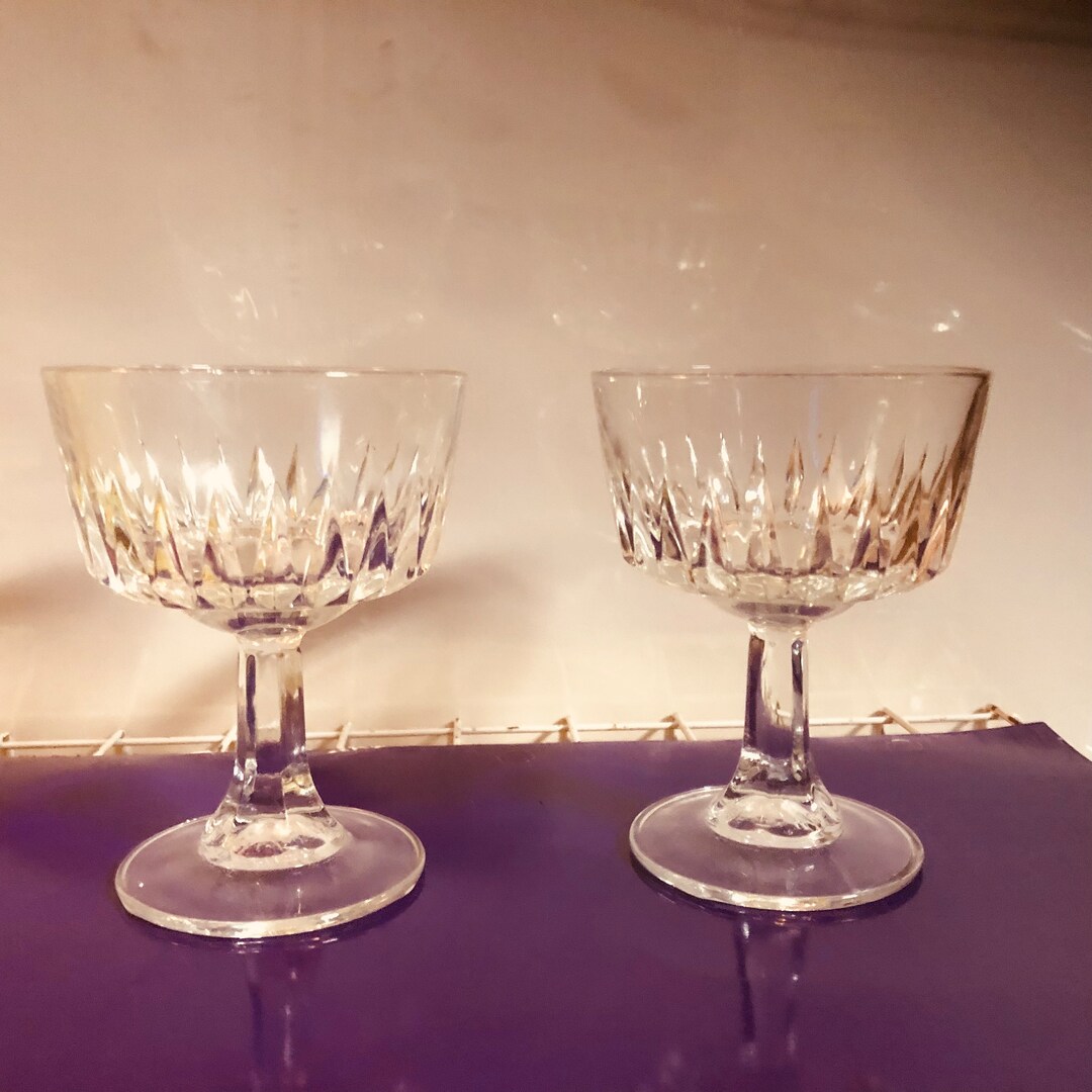 Set of 2 Short Crystal Goblet Glasses - Etsy