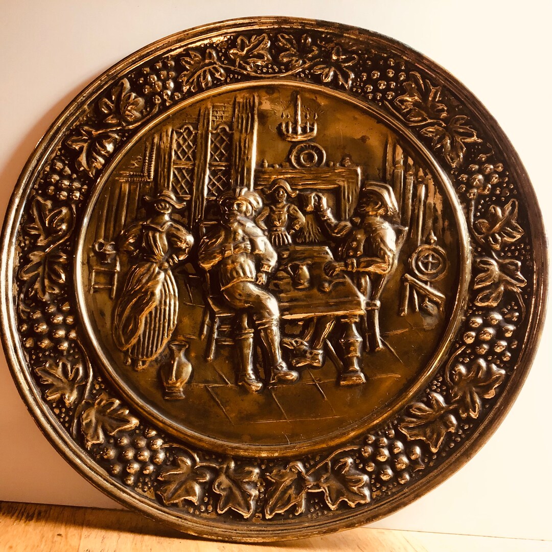 Brass Hammered or Embossed Wall Plate - Etsy