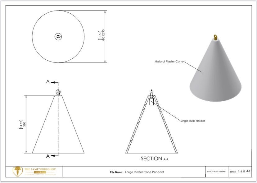 15" Inch Plaster Cone Pendant Shade Custom Made With Hand Finishing - Etsy