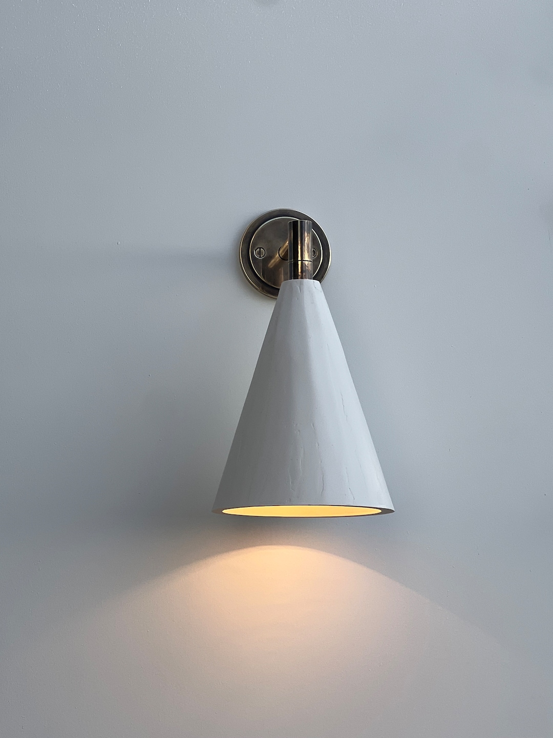 Antique Brass and Plaster Cone Wall Light - Etsy