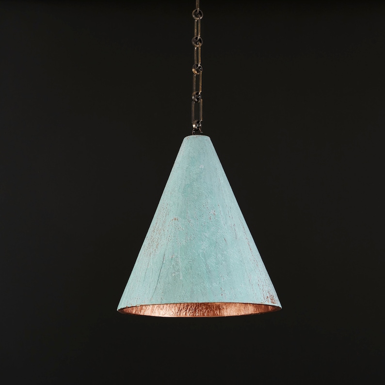 Large Plaster Cone Pendant Hanging Light Shade in Copper - Etsy UK