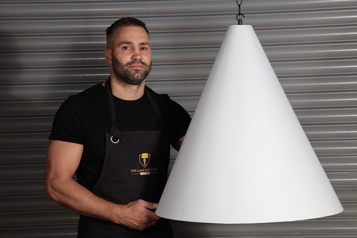 Extra Large Hand-finished Plaster Cone Pendant Light | 26” Wide ...