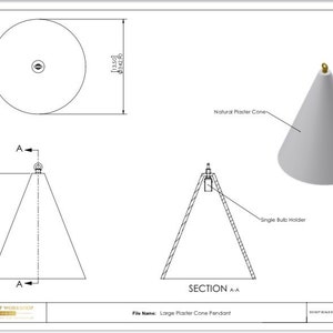 Large Plaster Cone Pendant Hanging Light Shade in Copper Verdigris ...