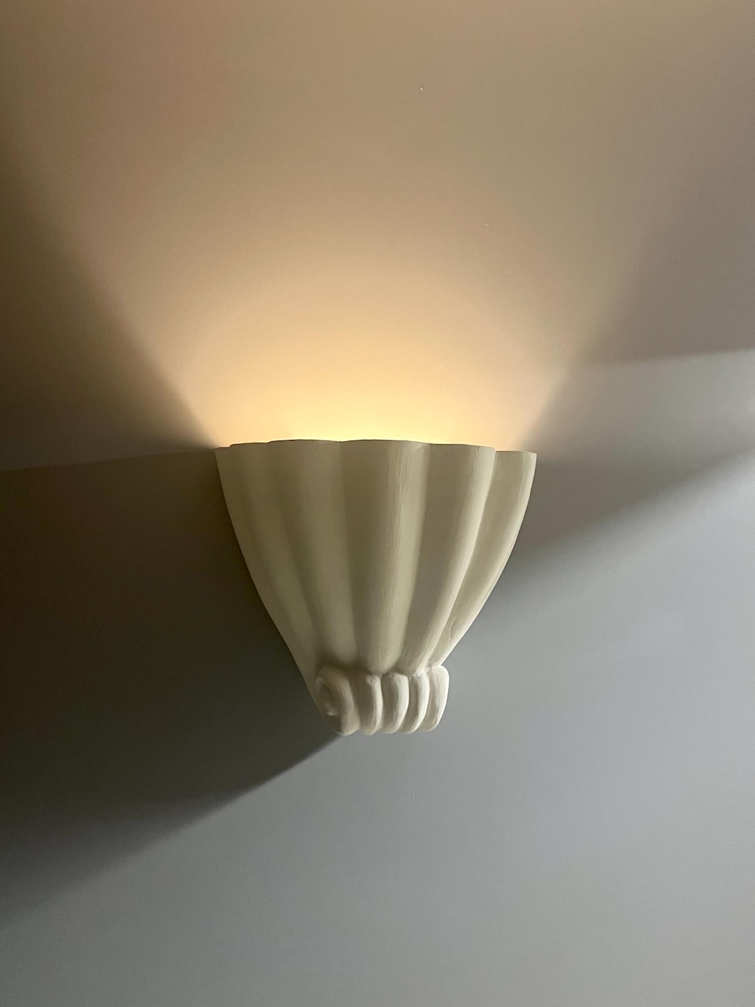 Plaster Scallop Shell Wall Sconce Light - Etsy