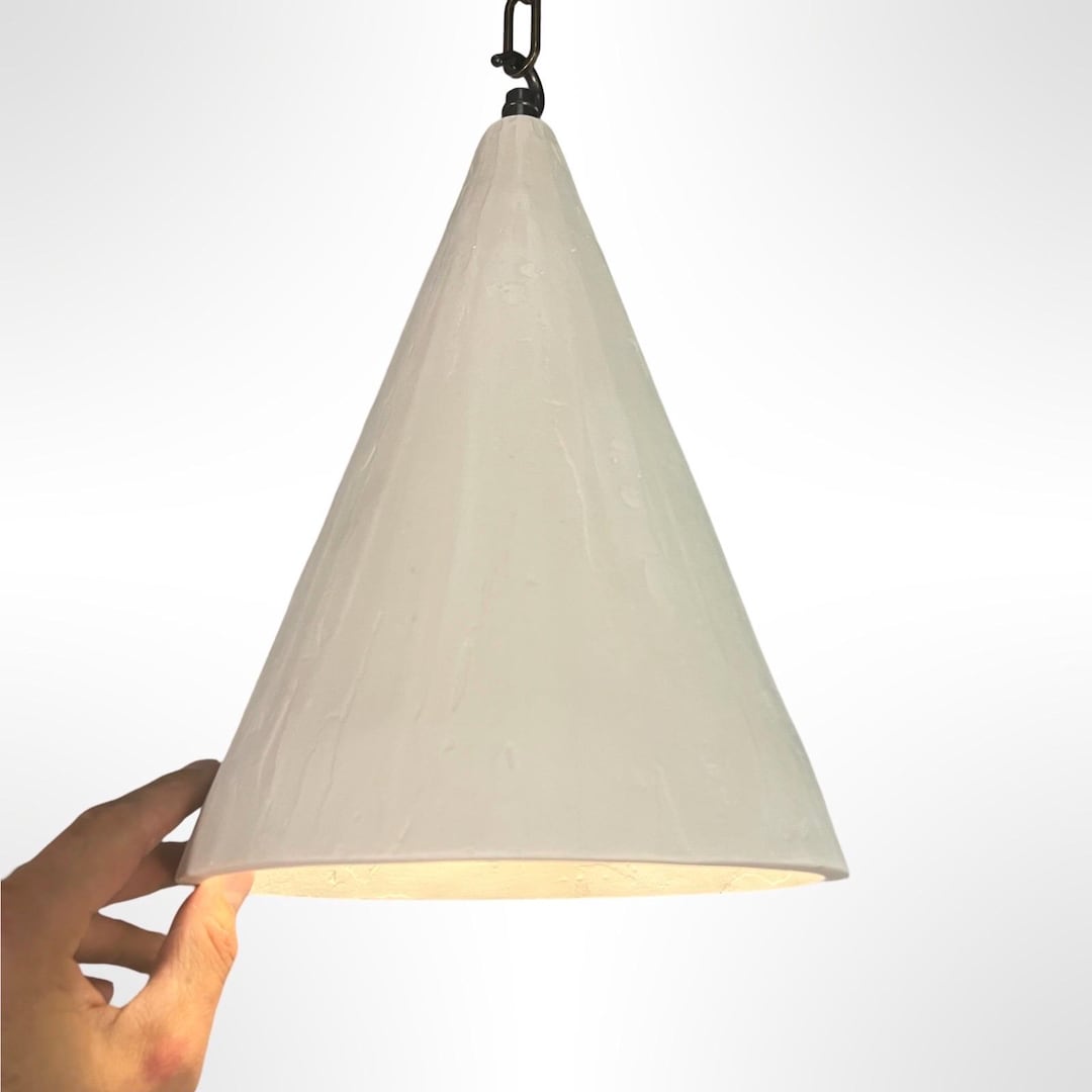 Small Plaster Cone Pendant Light Custom Made With Hand Finishing - Etsy