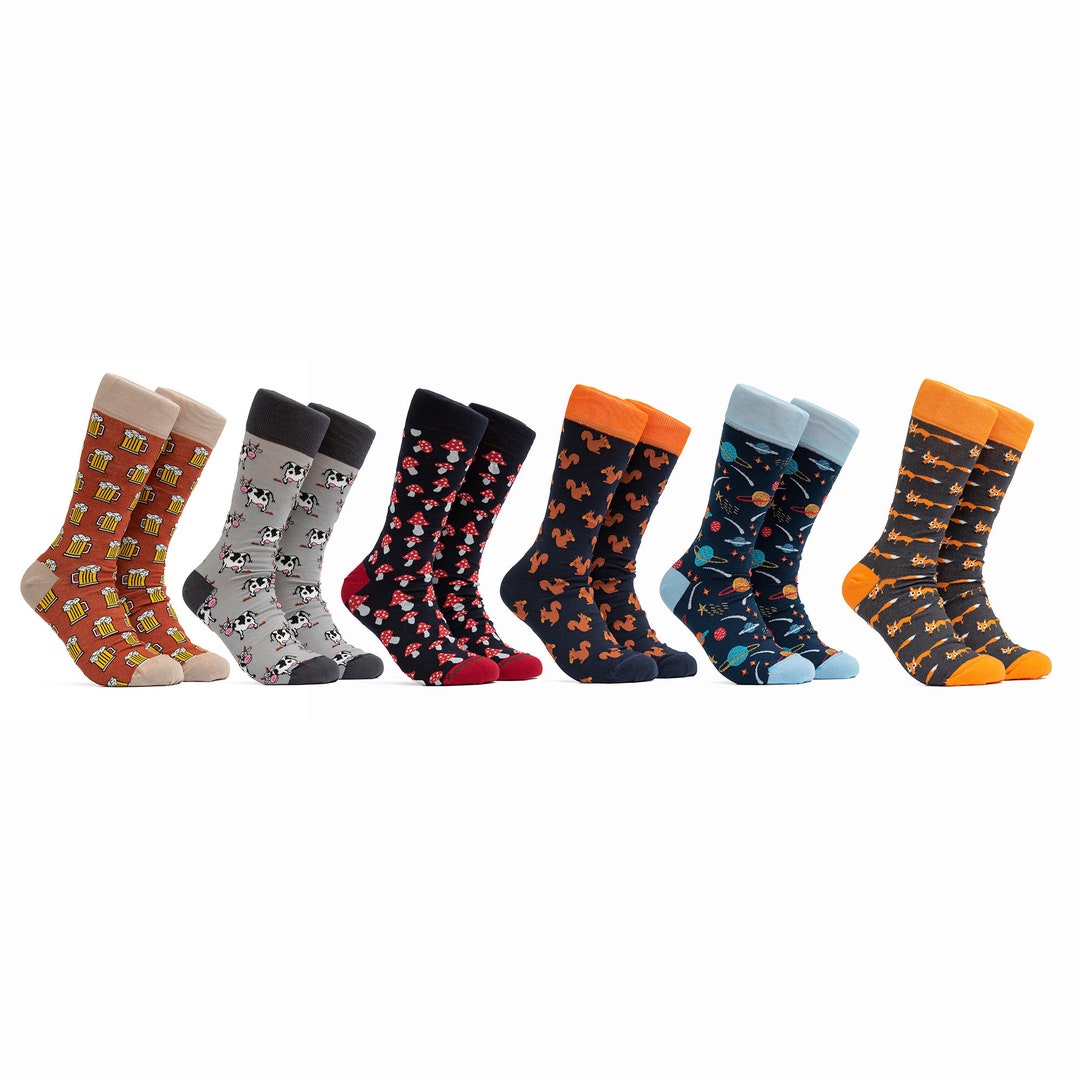 Funny Socks Men's Crazy Dress Socks Groomsmen Gift Box Socks Cool Gift ...