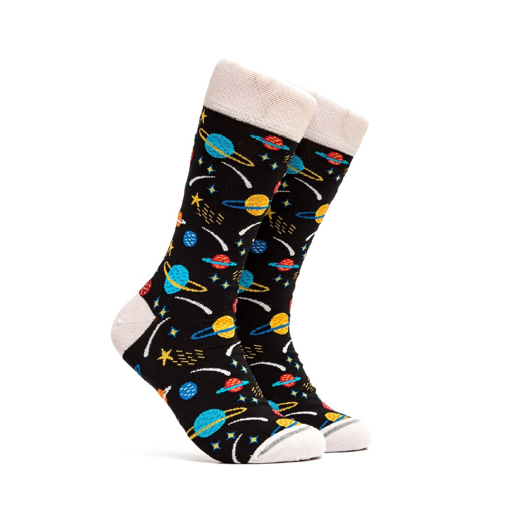Space Socks With Planets Groomsmen Gift Mens Mid Calf Socks Gift for ...