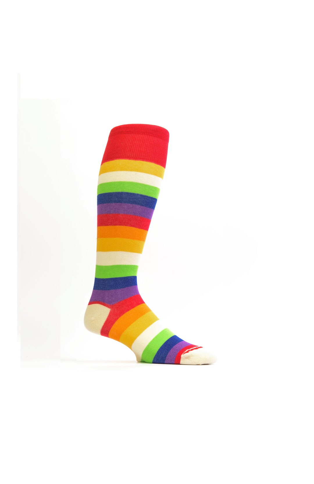 Rainbow Knee High Socks Long Happy Socks for Women Stripes Thigh High ...