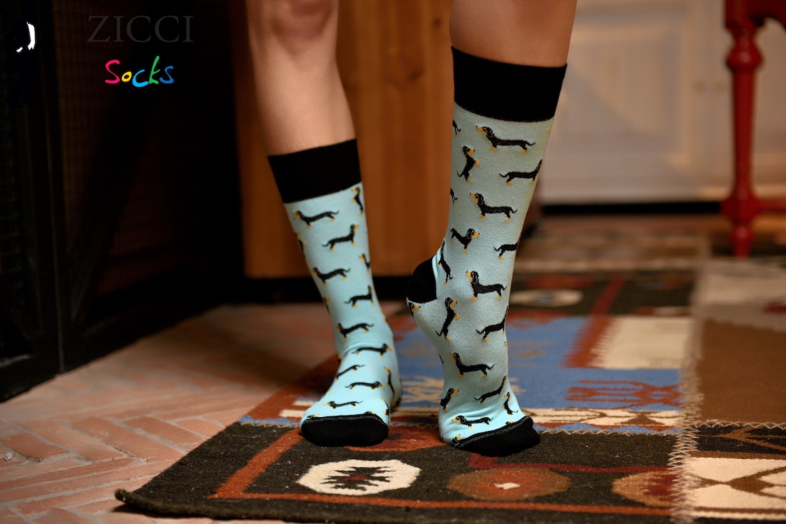 Dachshund Socks Happy Mens Womens Socks Dress Groomsmen Socks | Etsy