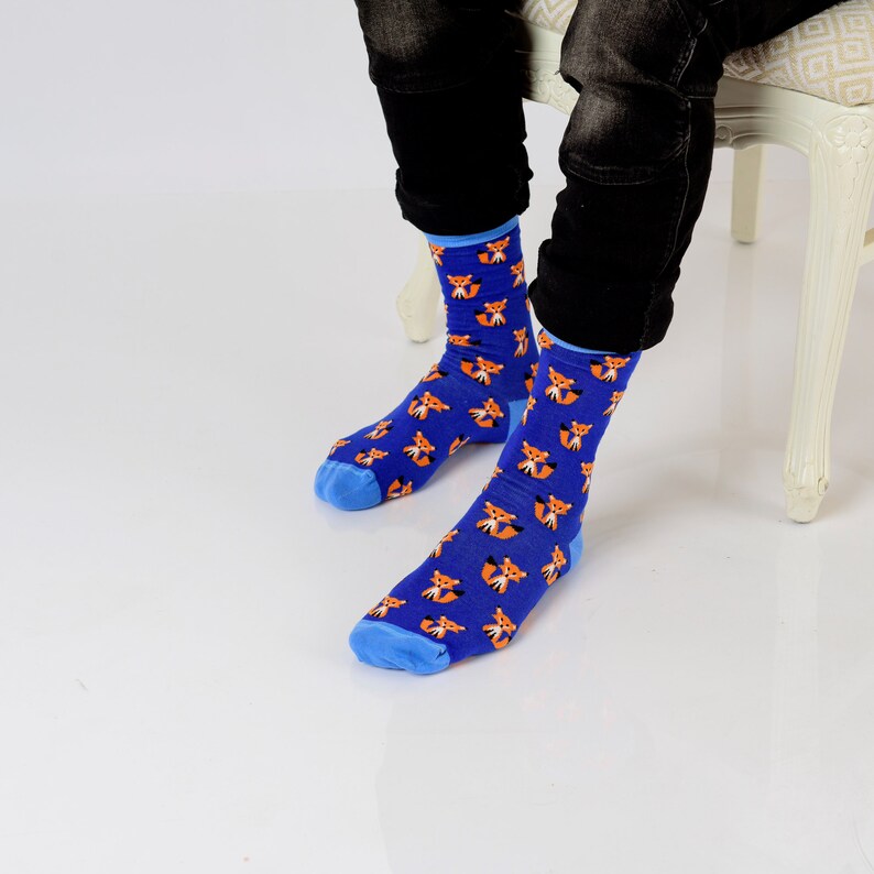 Fox Socks Crazy Dress Socks Fun Pattern Socks Mens and Womens | Etsy