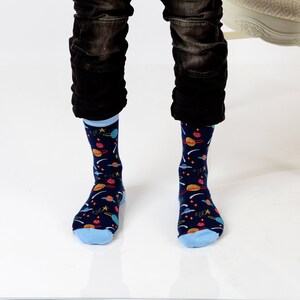Space Galaxy Socks With Planets Groomsmen Gift Men's Mid Calf Socks ...