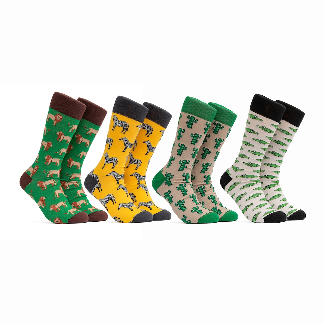 Safari Socks Funny Men's Dress Socks Gift Box Groomsmen Socks Cool Gift ...