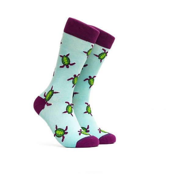 Turtle Crew Socks Womens Happy Socks Crazy Mens Colorful Mid - Etsy