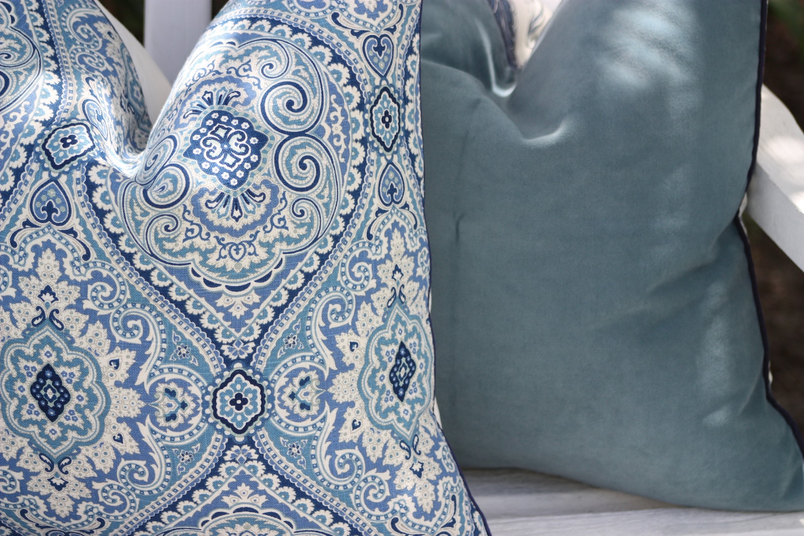 Hampton's Style Cushions Blue and White Damask Cushion - Etsy
