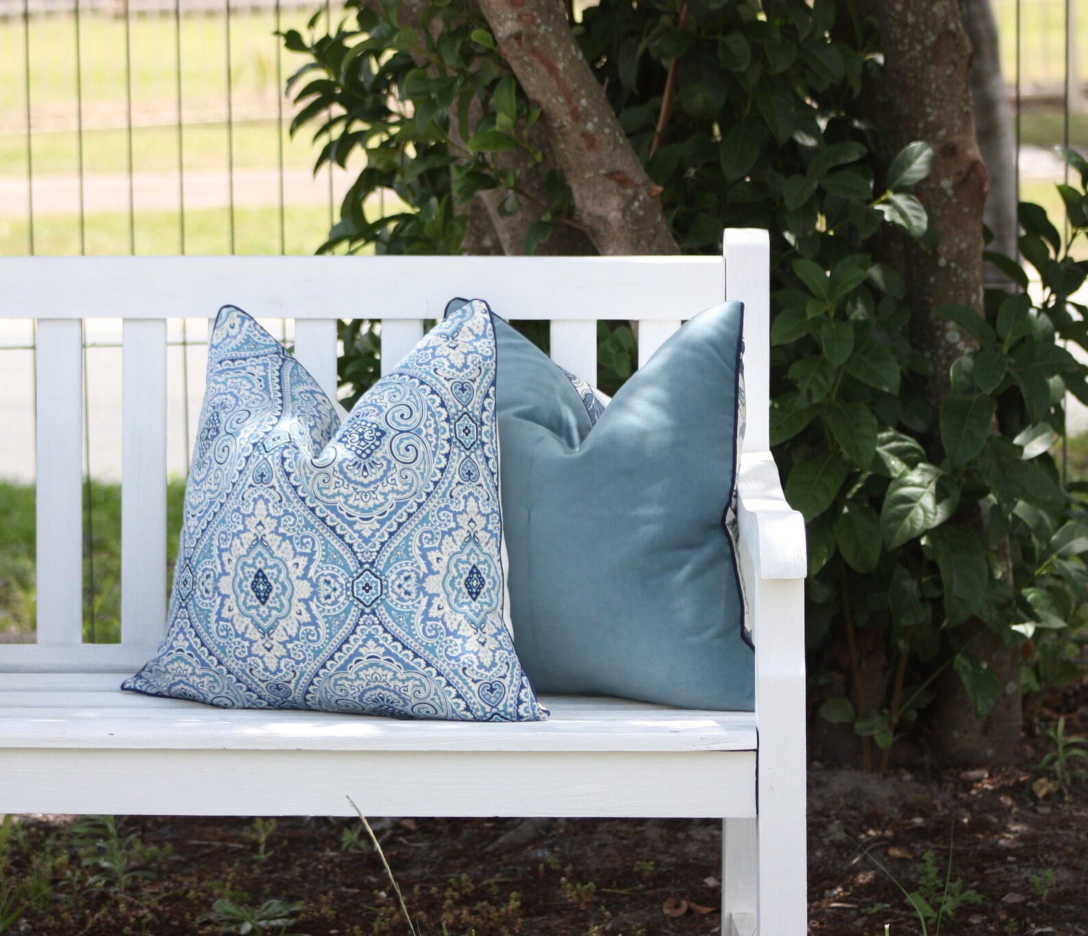 Hampton's Style Cushions Blue and White Damask Cushion - Etsy