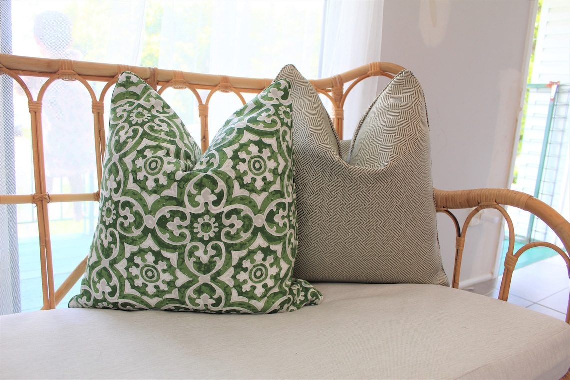 Geometric Green Cushions Hampton Style Cushions Hamptons | Etsy
