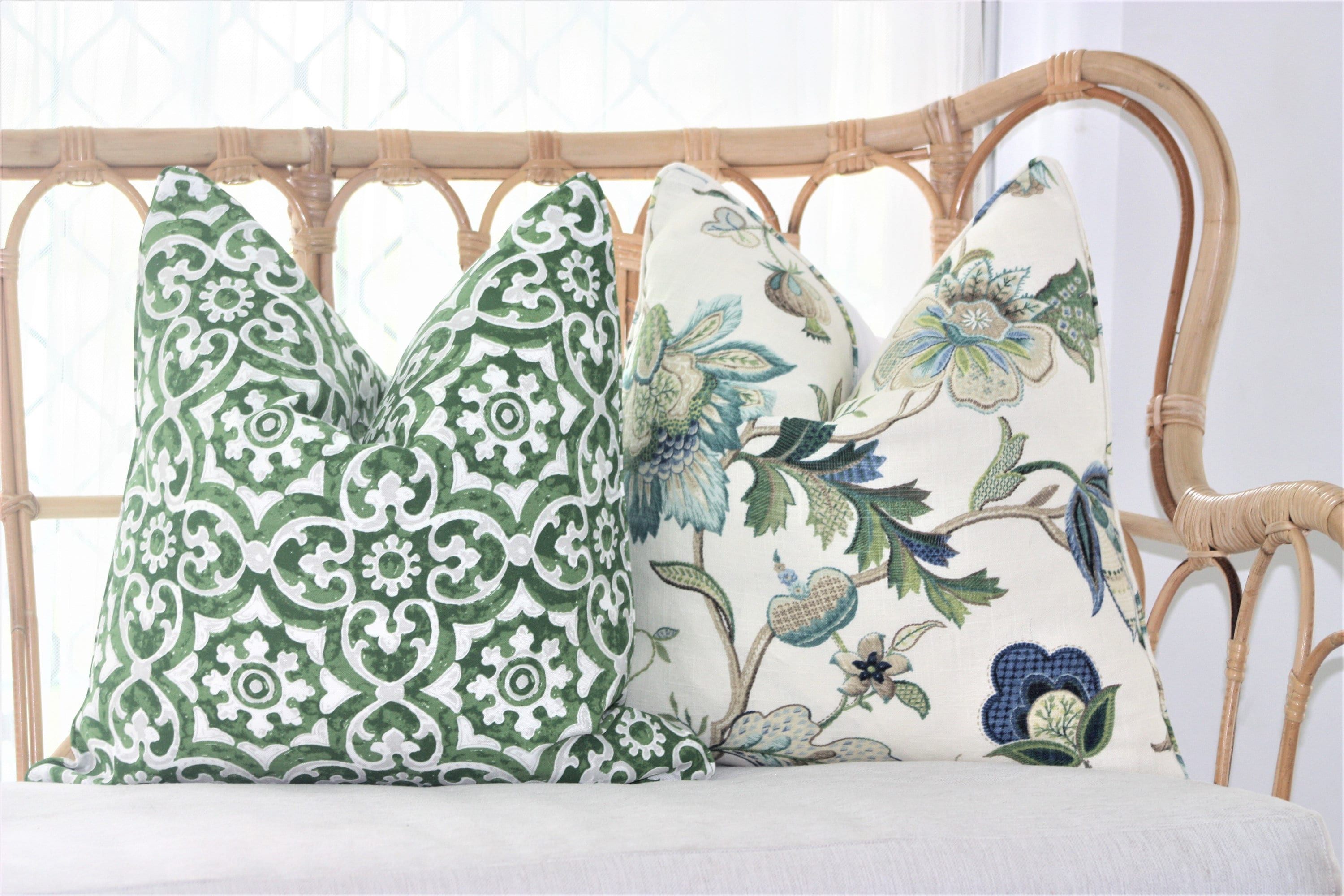 Geometric Green Cushion Cover, Hampton Style Piped Pillow, Australian ...