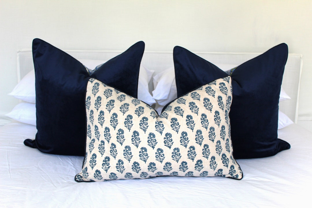 Luxury Trending Allie Blockprint Cushion Covers Slate Cushion - Etsy
