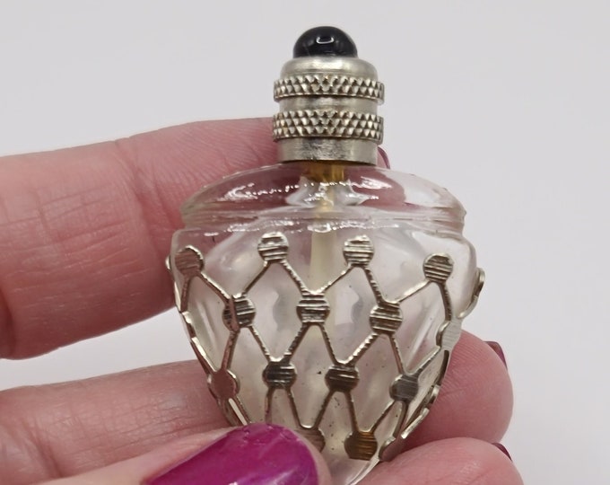 Tiny Heart Shaped Frosted Glass Perfume Bottle With Silver-tone Wrap ...