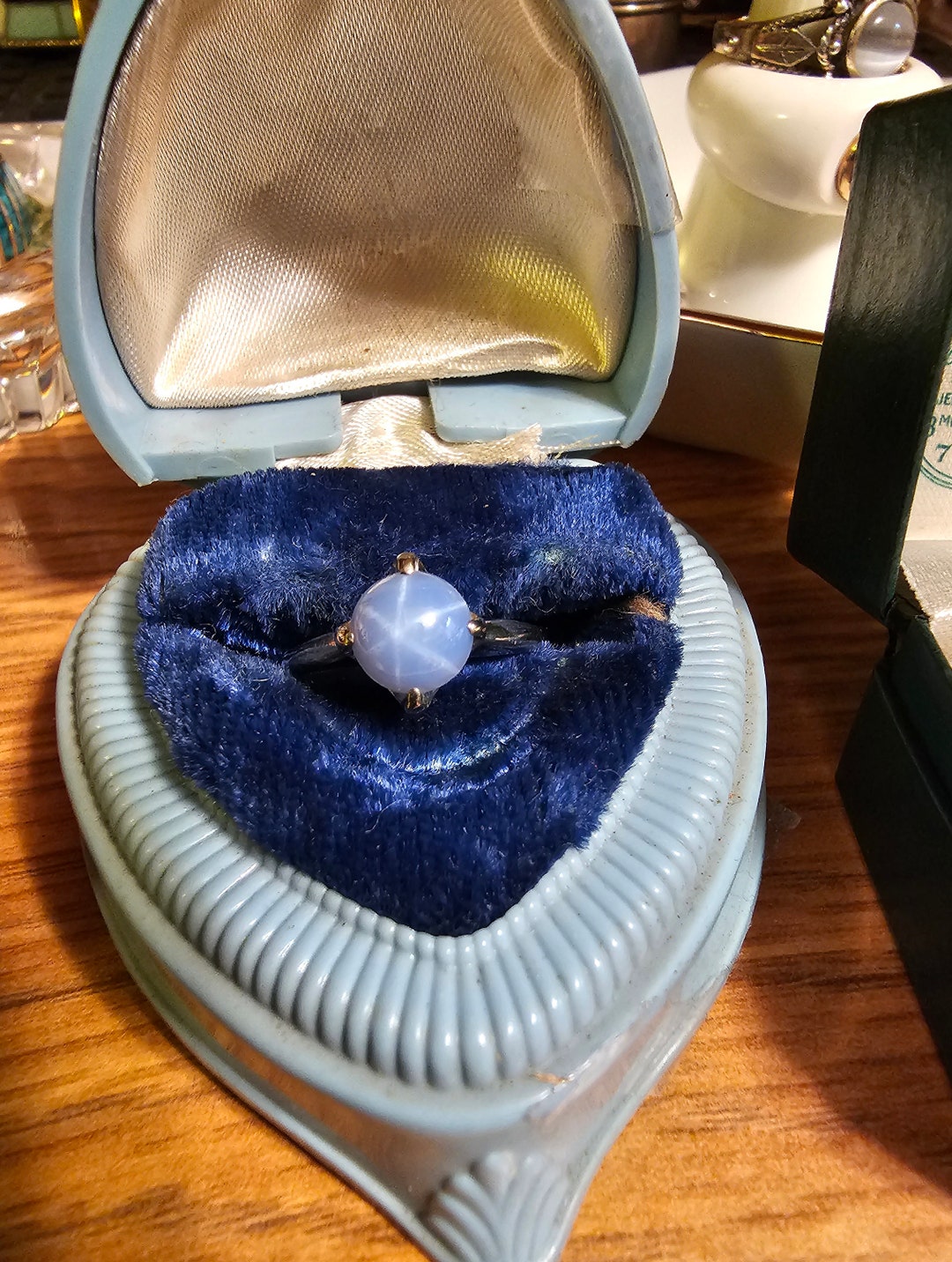 Light Blue Lindy Star Sapphire Solitaire in 10K White Gold Setting ...