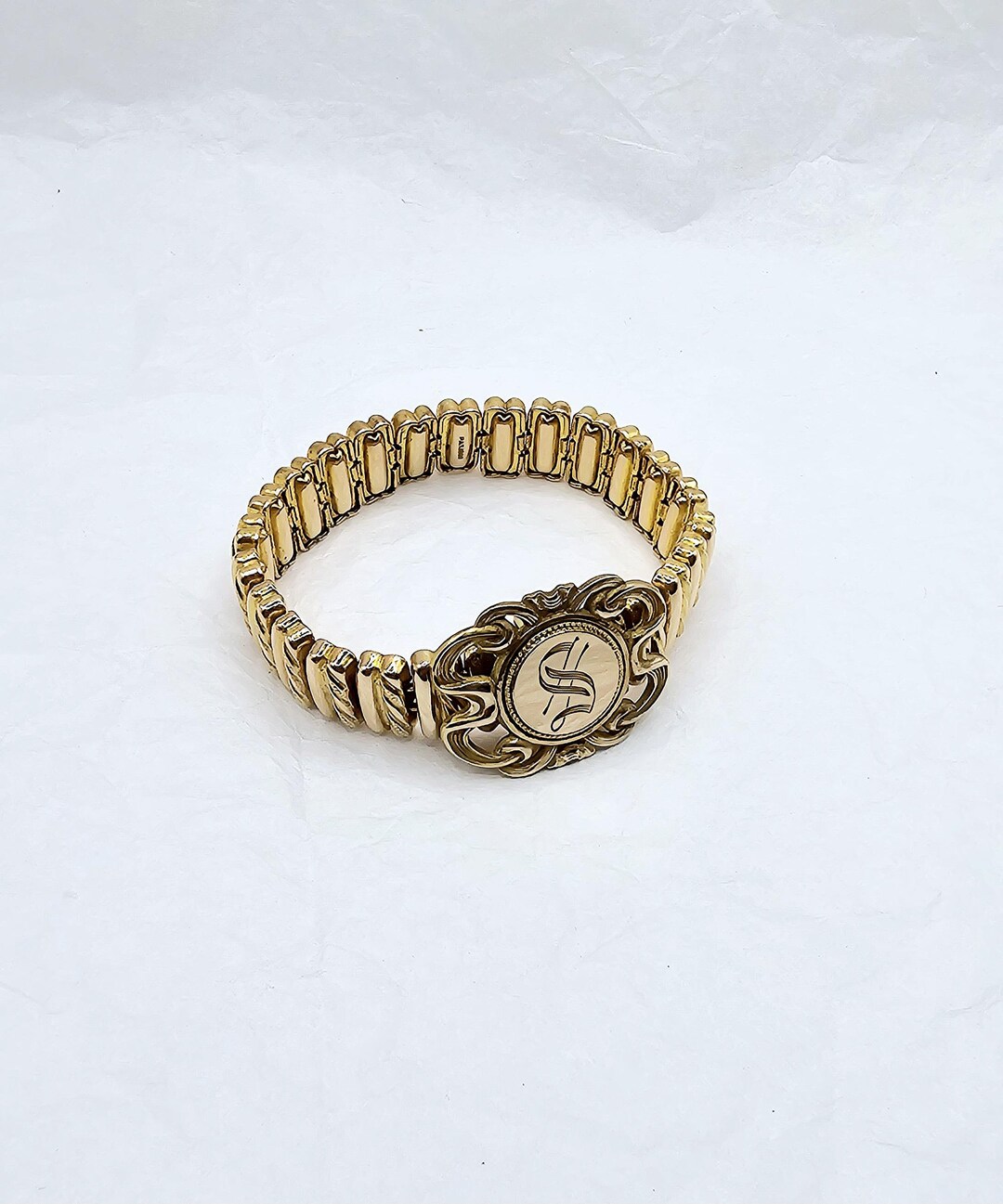 Vintage Sweetheart Expansion Bracelet With the Initial s Monogram, Gold ...
