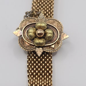 Stunning 14K Yellow Gold Victorian Mesh Slide Bracelet, Victorian ...