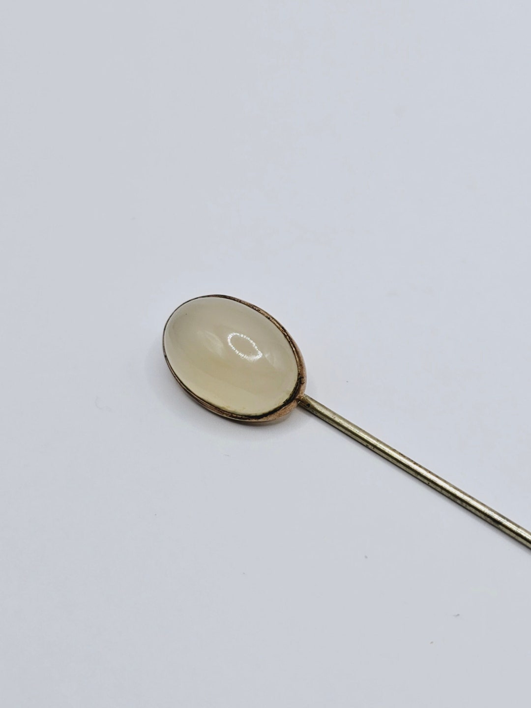 Lovely Old Antique Moonstone Stick Pin With Solid 10K Yellow Gold Bezel ...