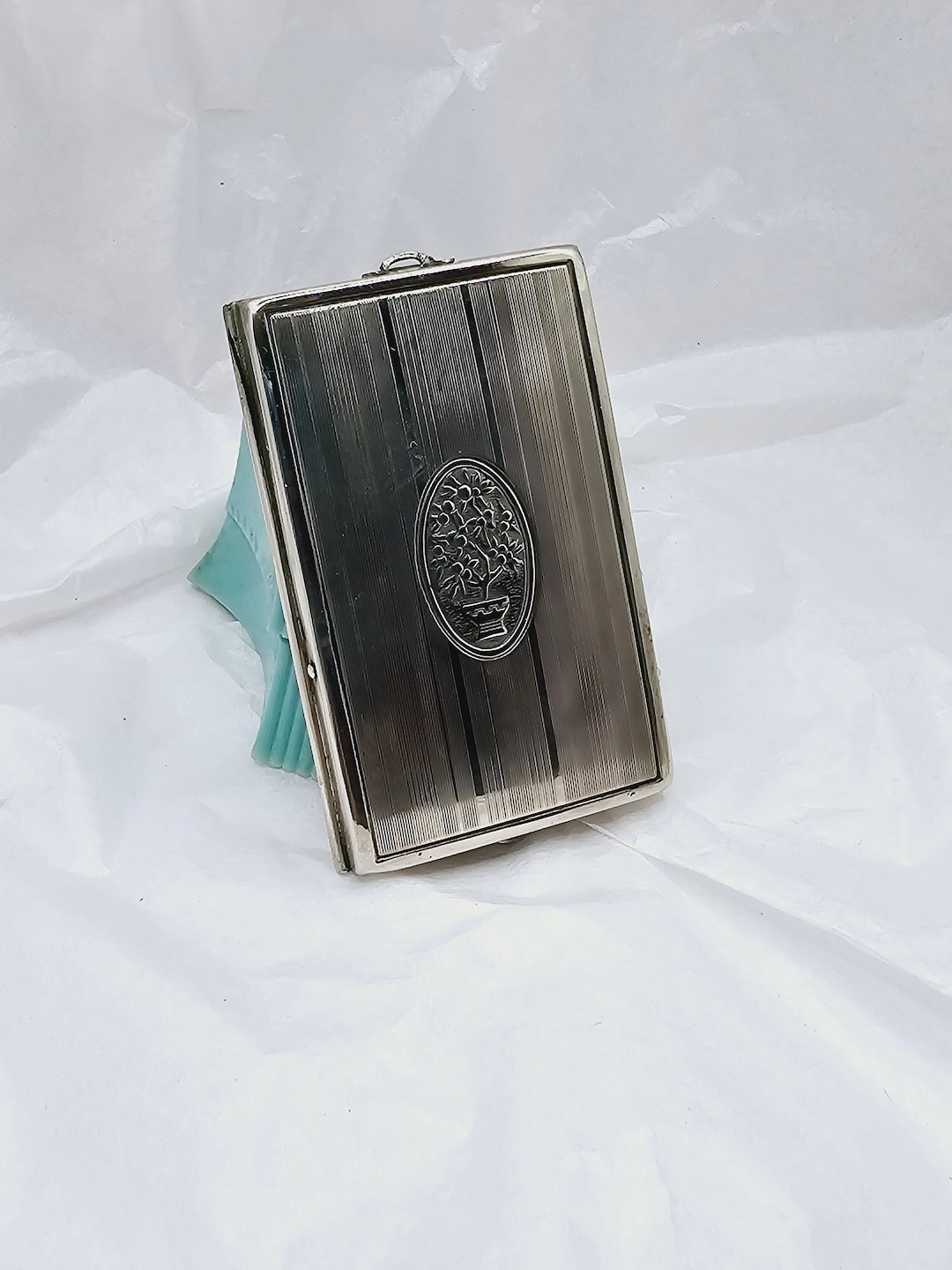 Rare Art Deco Fillkwik Compact, Felix Miller Design, Pinstripe Silver ...
