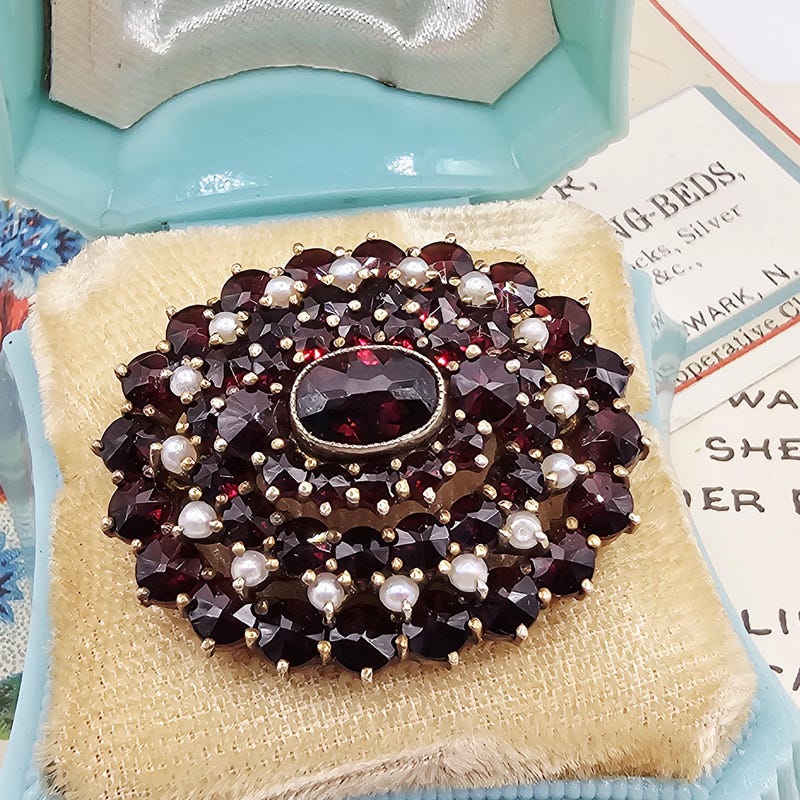 Garnet Brooch Solid Gold - Etsy