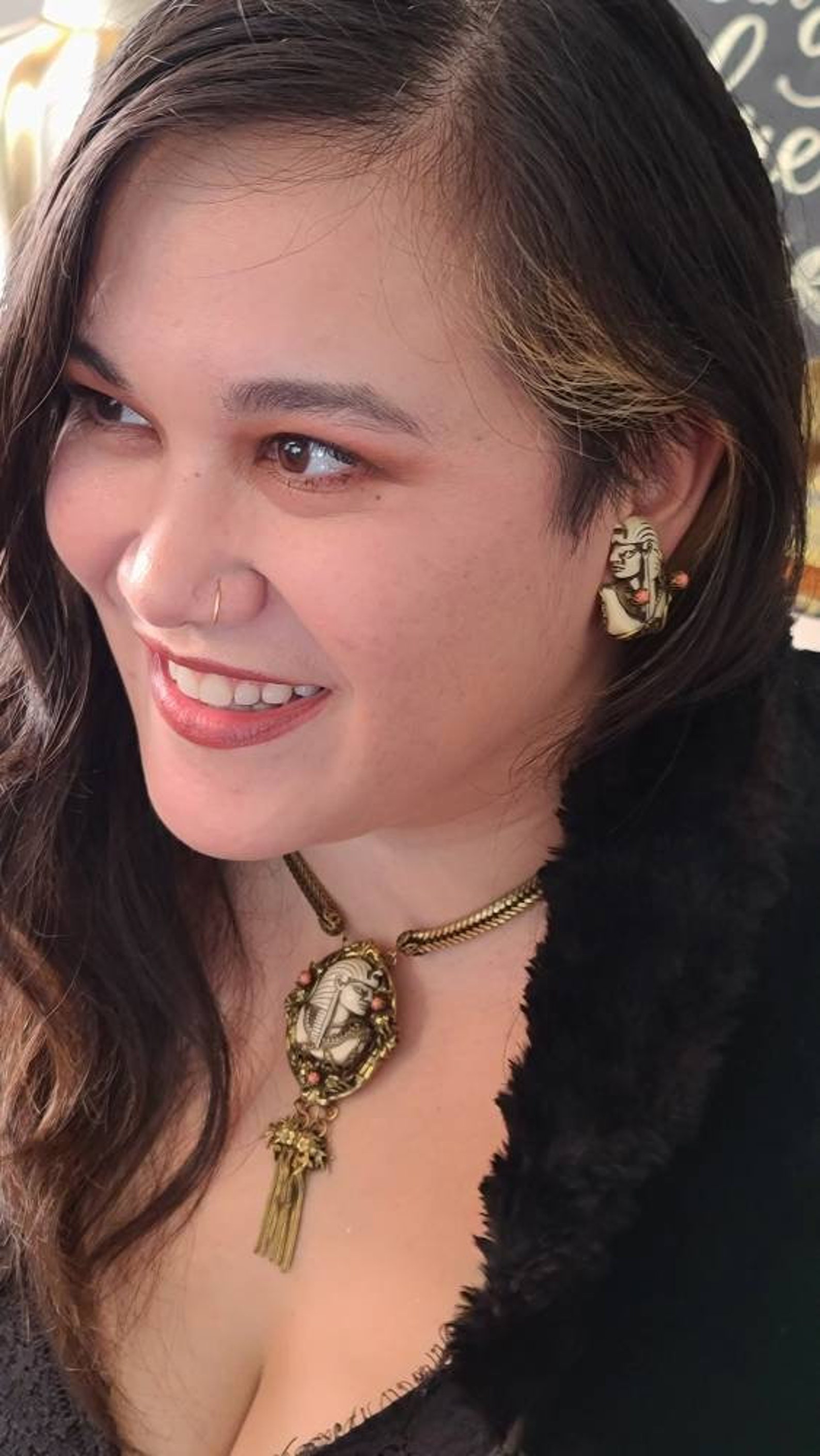 Vintage Selro Egyptian Revival Necklace and Earring Set - Etsy