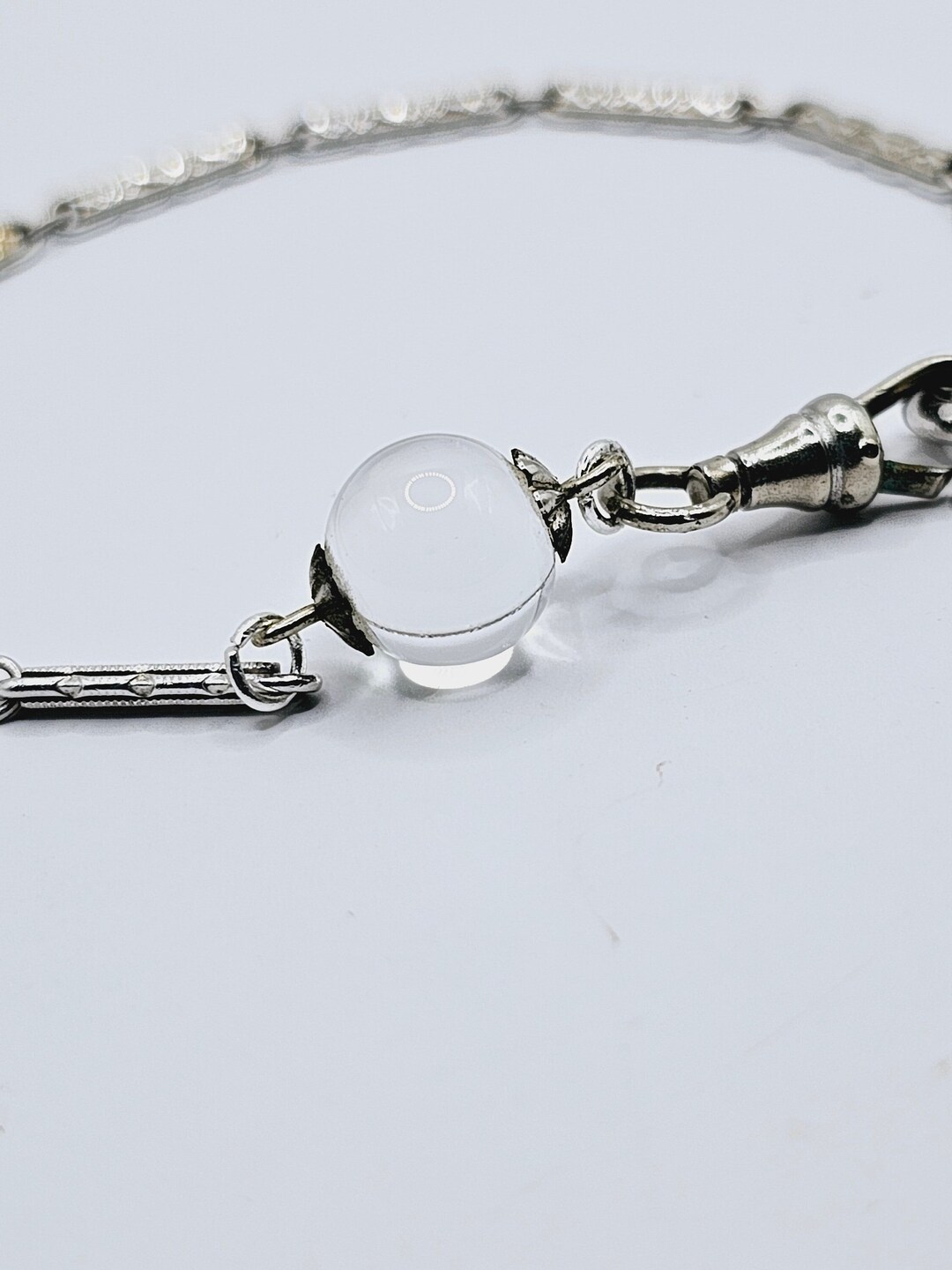 Beautiful 7.5 Art Deco Pools of Light Crystal Orb and 10K White Gold ...
