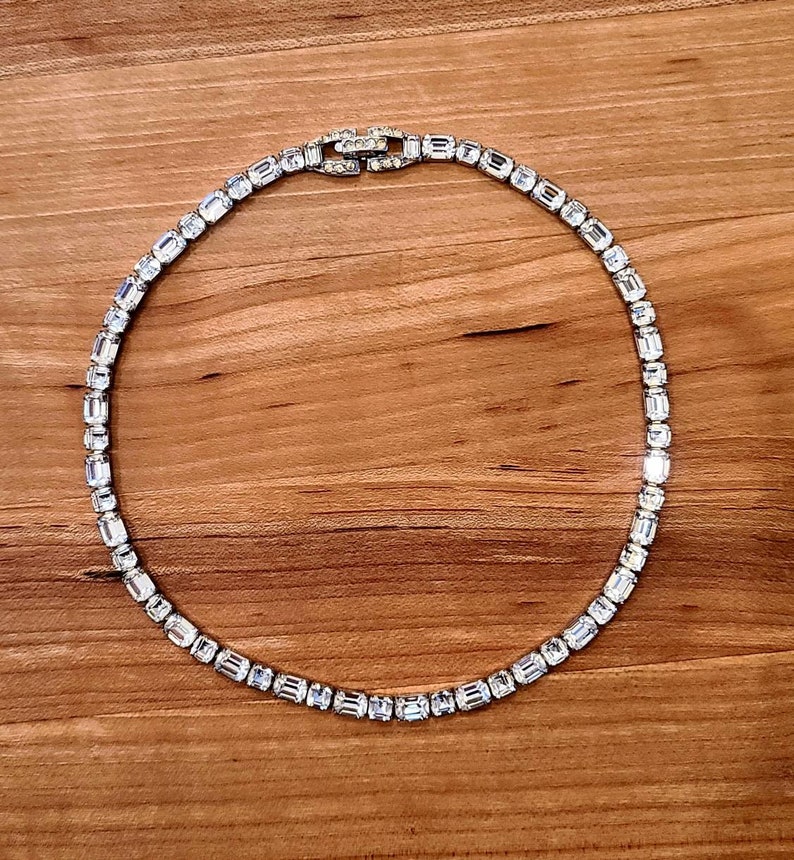 Glamorous Mazer Brothers Clear Rhinestone and Rhodium Choker | Etsy