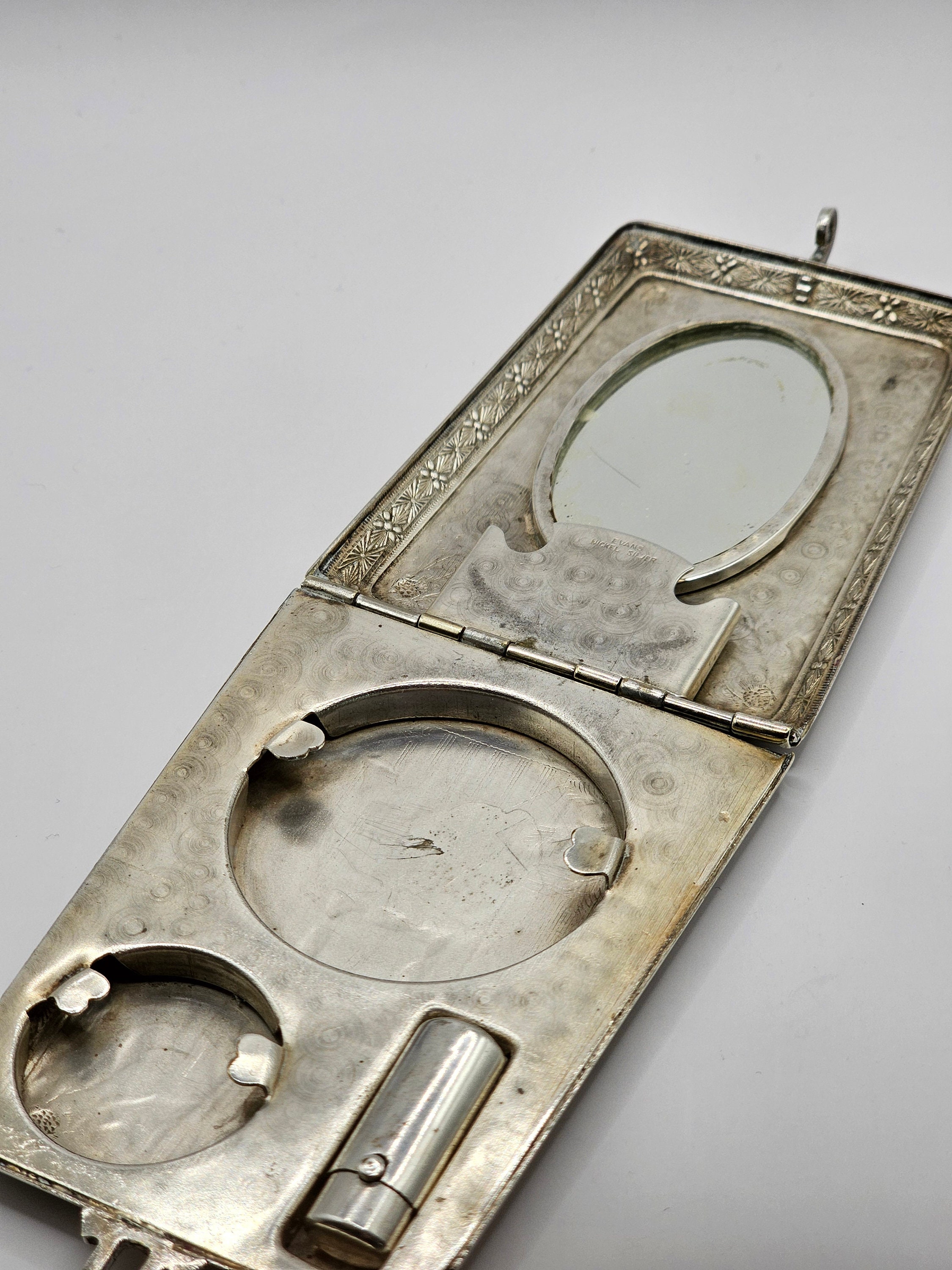 Antique Evans Nickel Silver Makeup Compact, 1920s Gatsby Dance Purse - Etsy