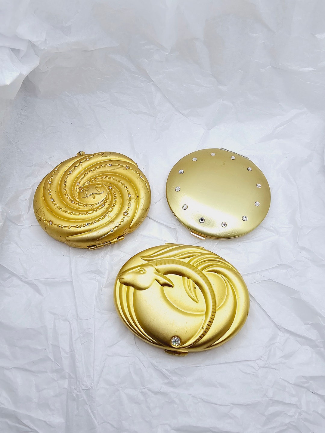 Trio of New Old Stock Estee Lauder Compacts, Vintage Horoscope Compacts ...