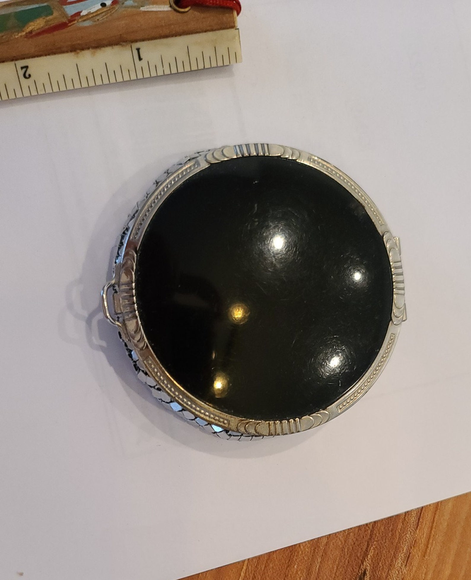 Beautiful Black Enameled Evans Powder Compact With Mesh Bottom - Etsy