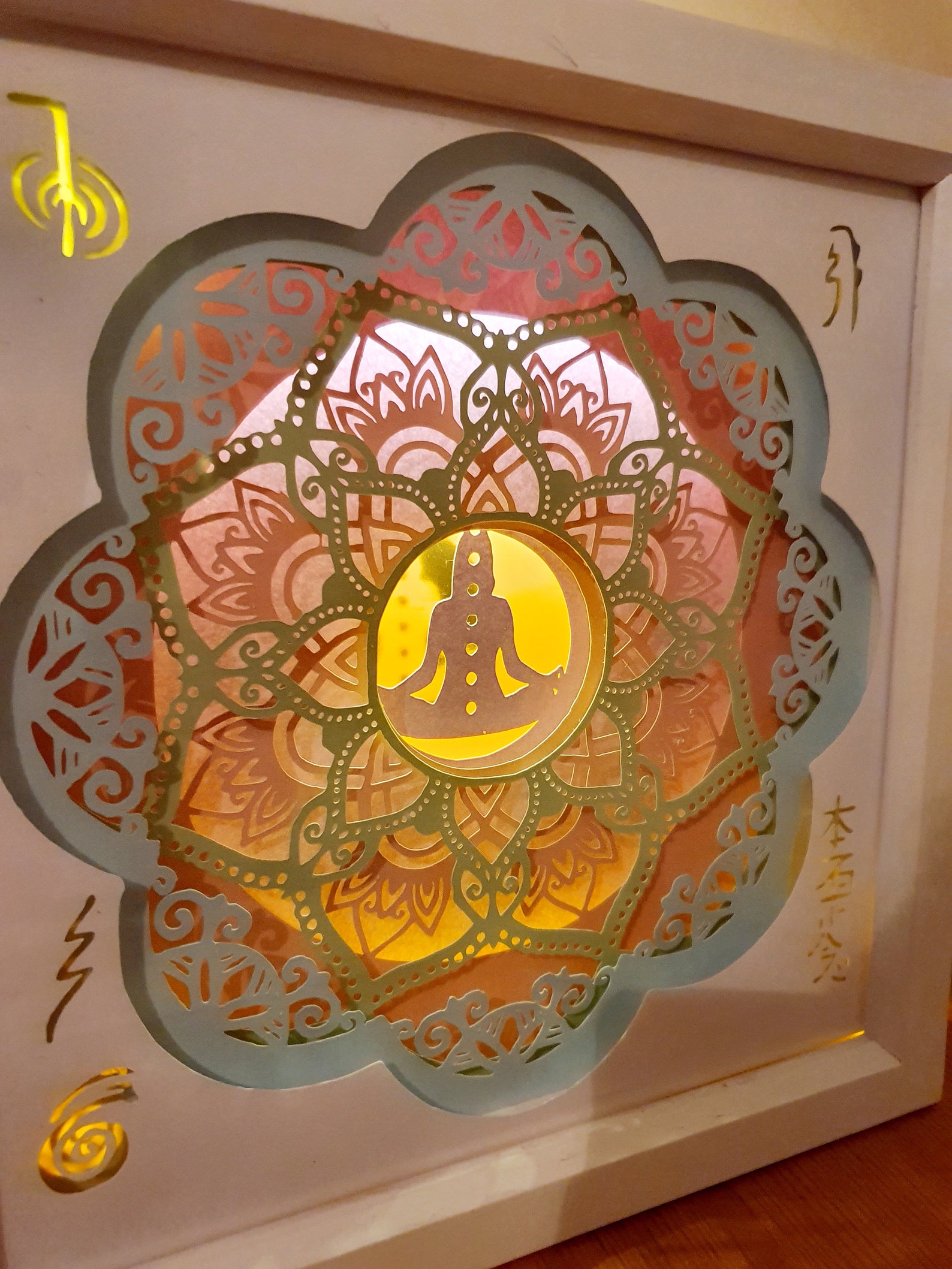 Mandala02 Chakras Symbols Template SVG Light up Shadow Box - Etsy