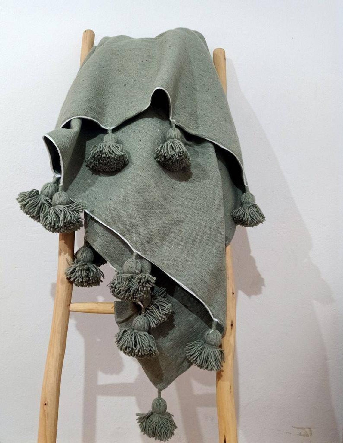 Moroccan Throw Blanketcotton Moroccan Beddingpom Pom Throw | Etsy