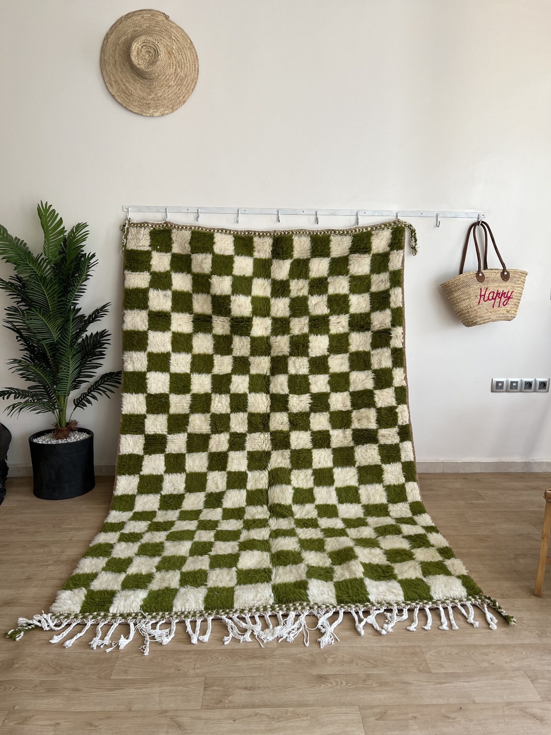Green Checkered Rug Checkered Rug Green Moroccan Rug Moroccan Rug Beni ...