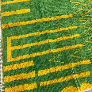 Authentic Moroccan Wool Rug - Green Carpet for Living Room & Bedroom ...