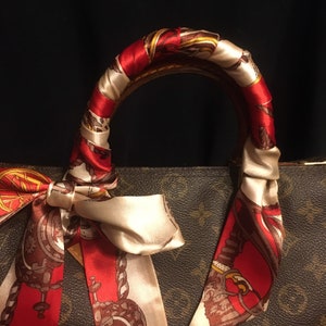 Purse Scarf 2 Handle Covers Rich Brown Ivory Red Special Order - Etsy