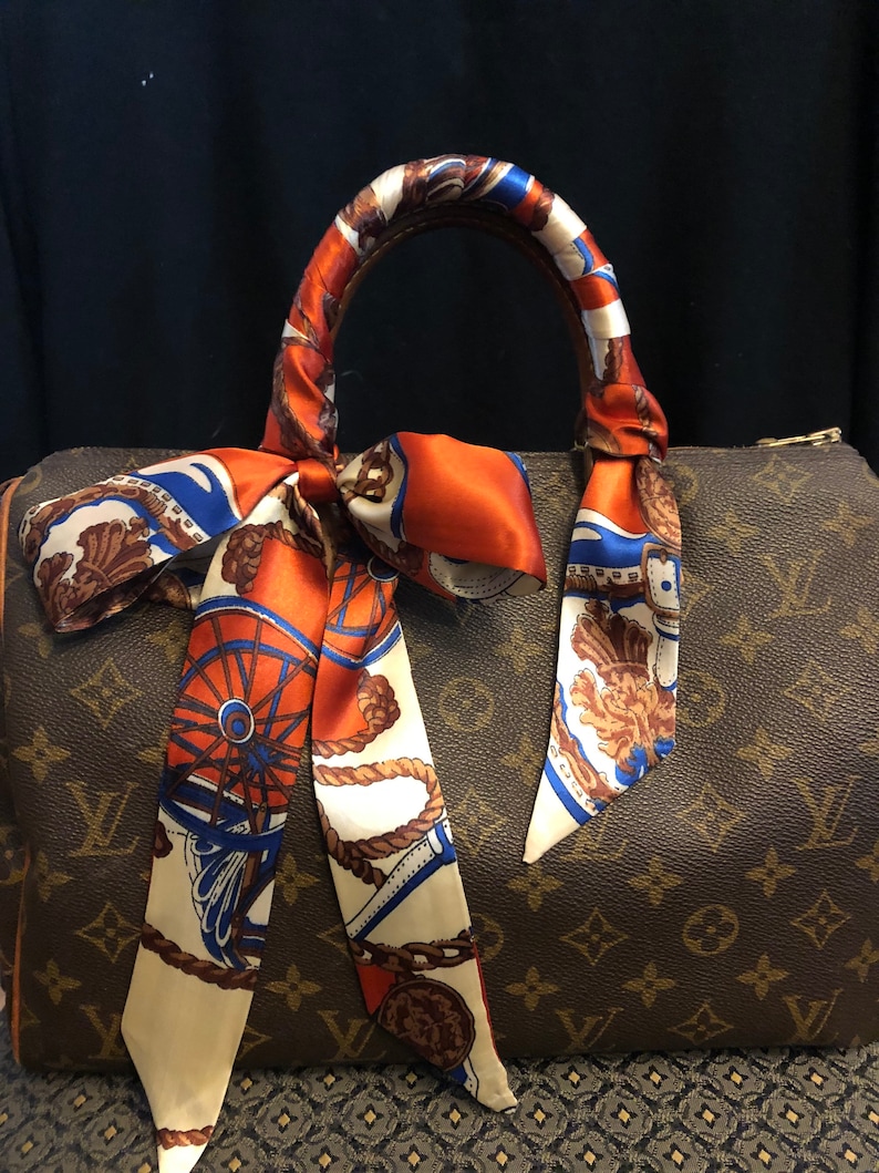 Purse Scarf 2 Handle Covers Blue Ivory Orange Special Order - Etsy