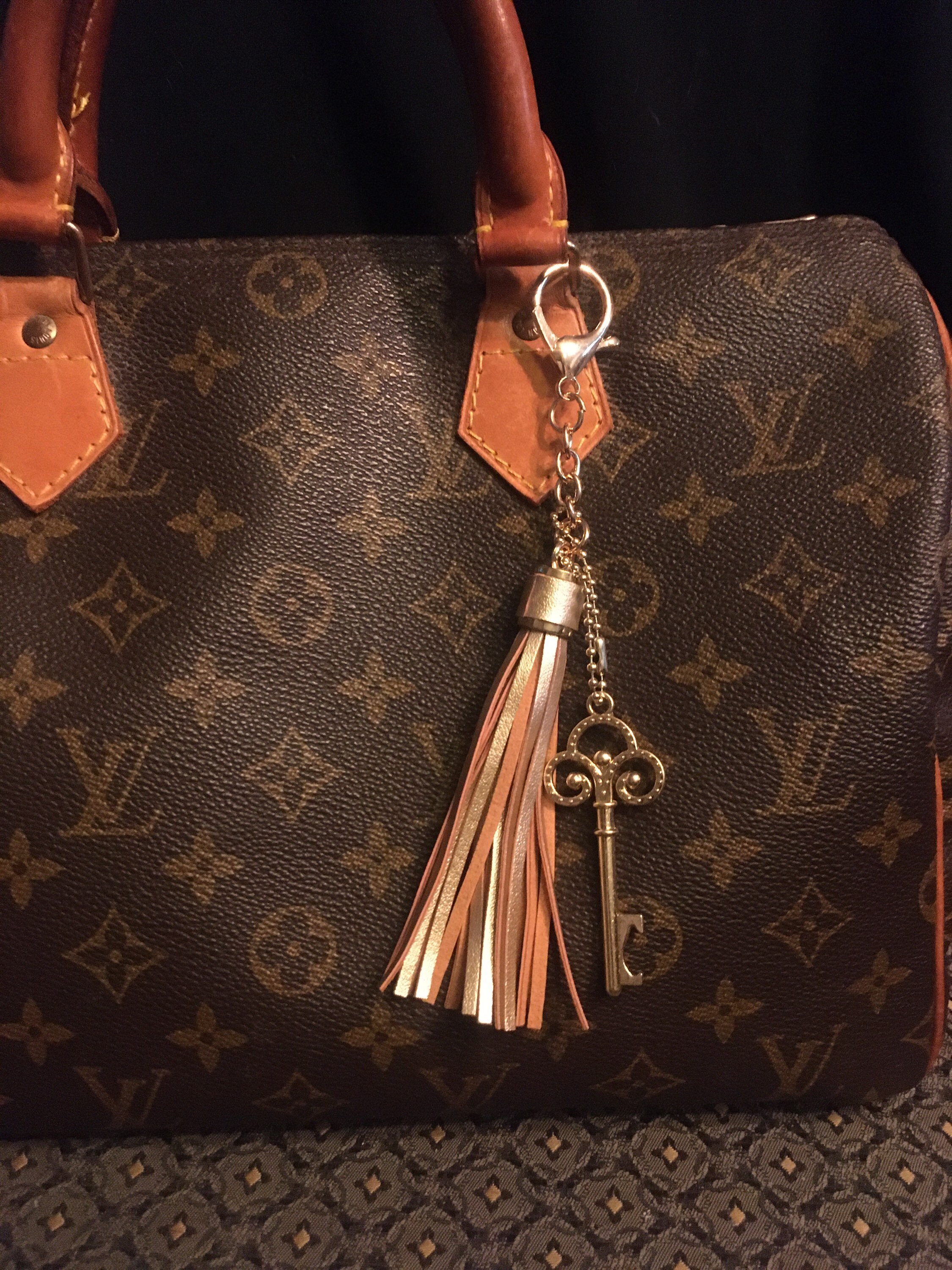 Purse KEY Gold Tassel Charm Clip on Your Bag Hardware - Etsy
