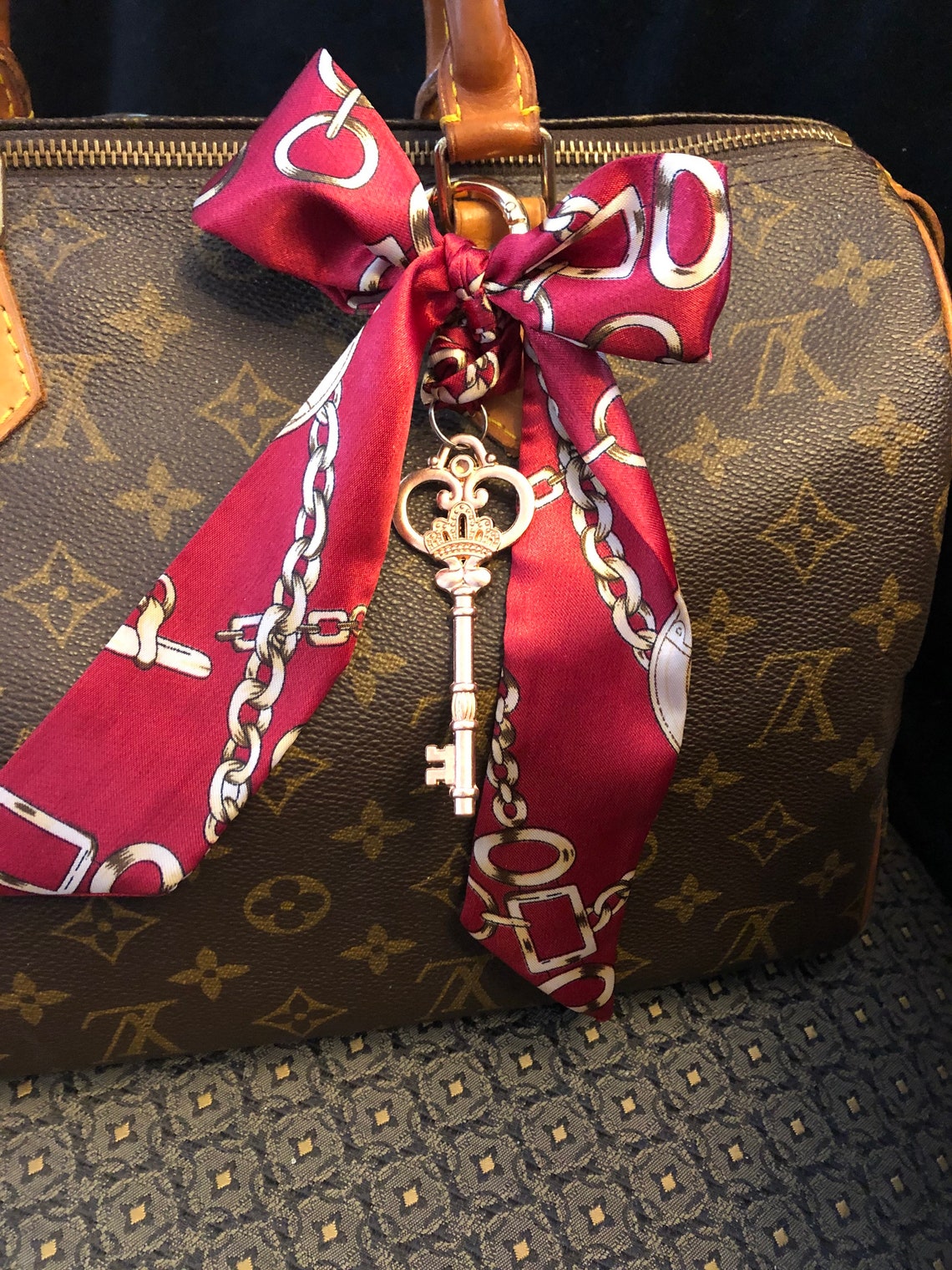 NEW Purse Scarf Braided Bow Key Design Gold Clip Bag Charm | Etsy