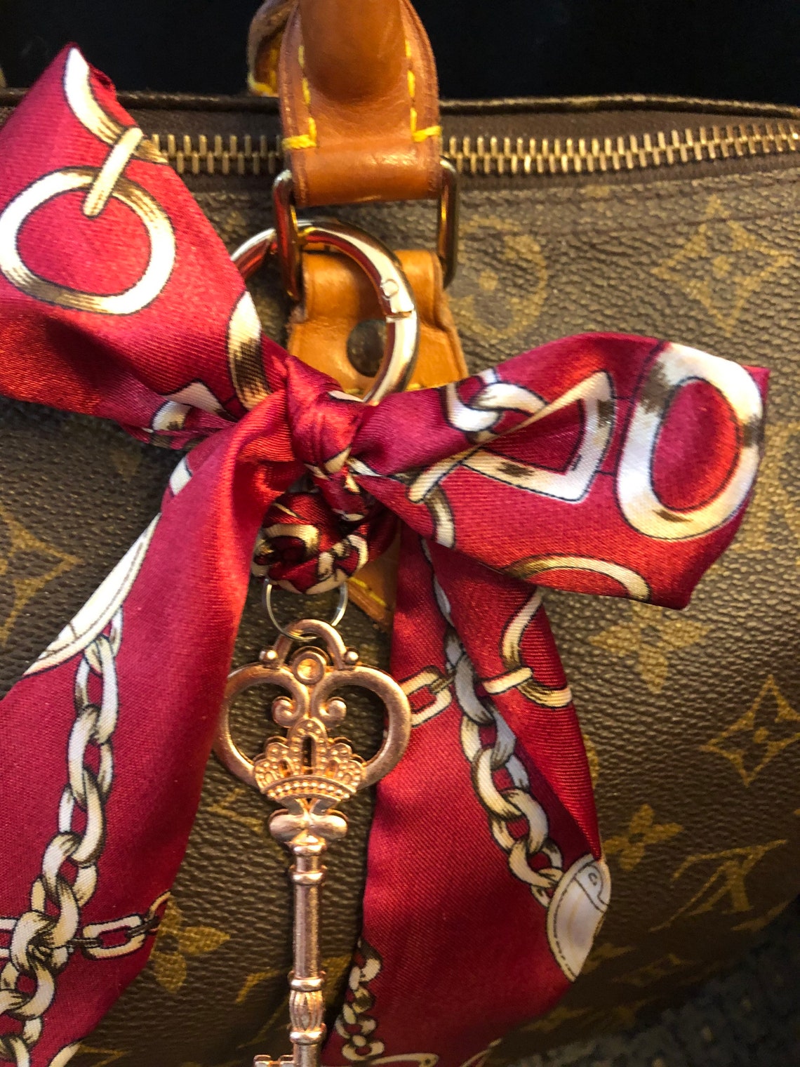 NEW Purse Scarf Braided Bow Key Design Gold Clip Bag Charm | Etsy