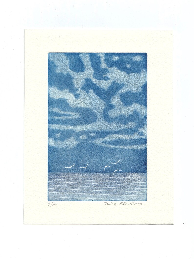 White Birds, Etching-aquatint-mezzotint - Etsy