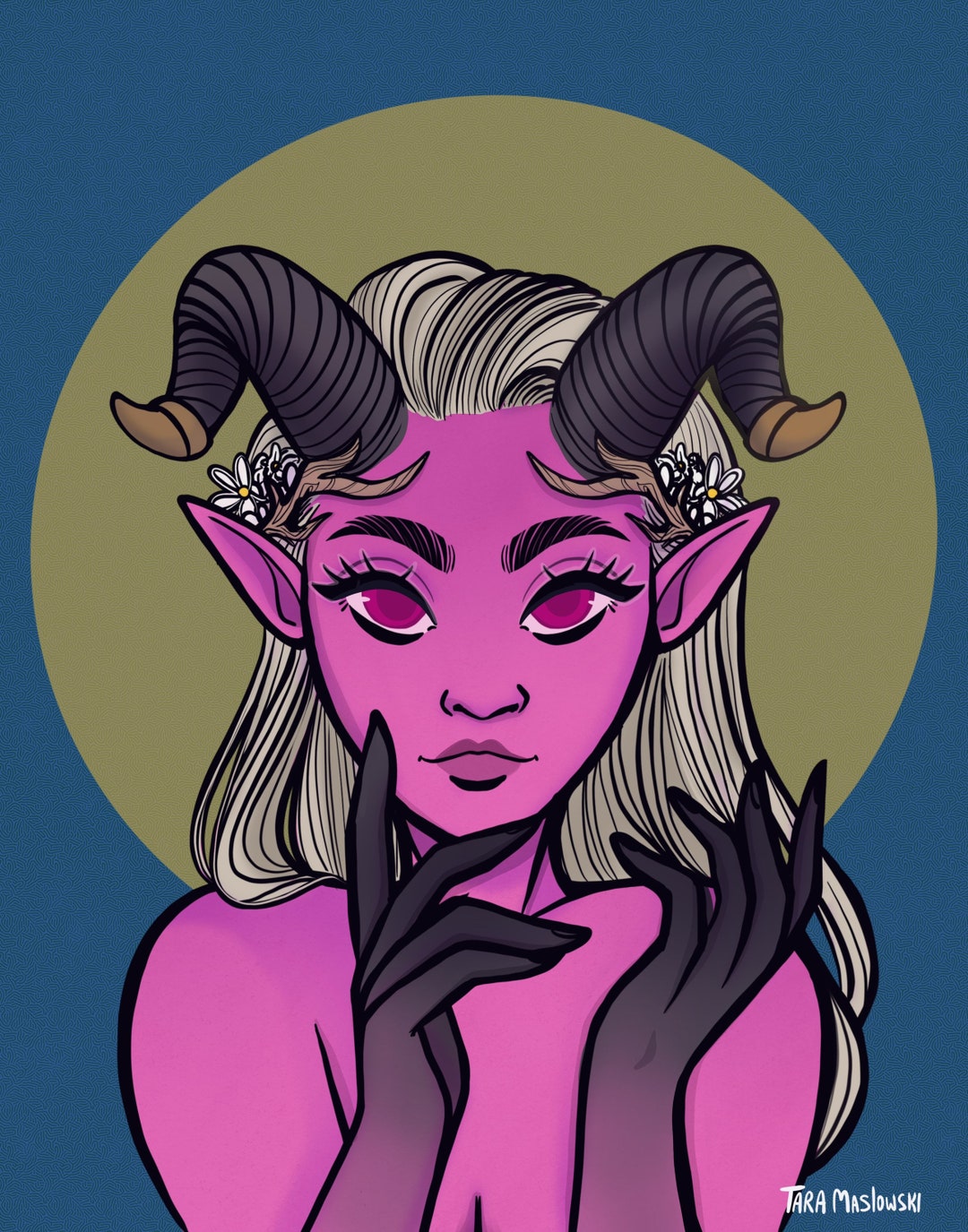 Pink Demon Original Artwork Tiefling 8.5x11 Print - Etsy