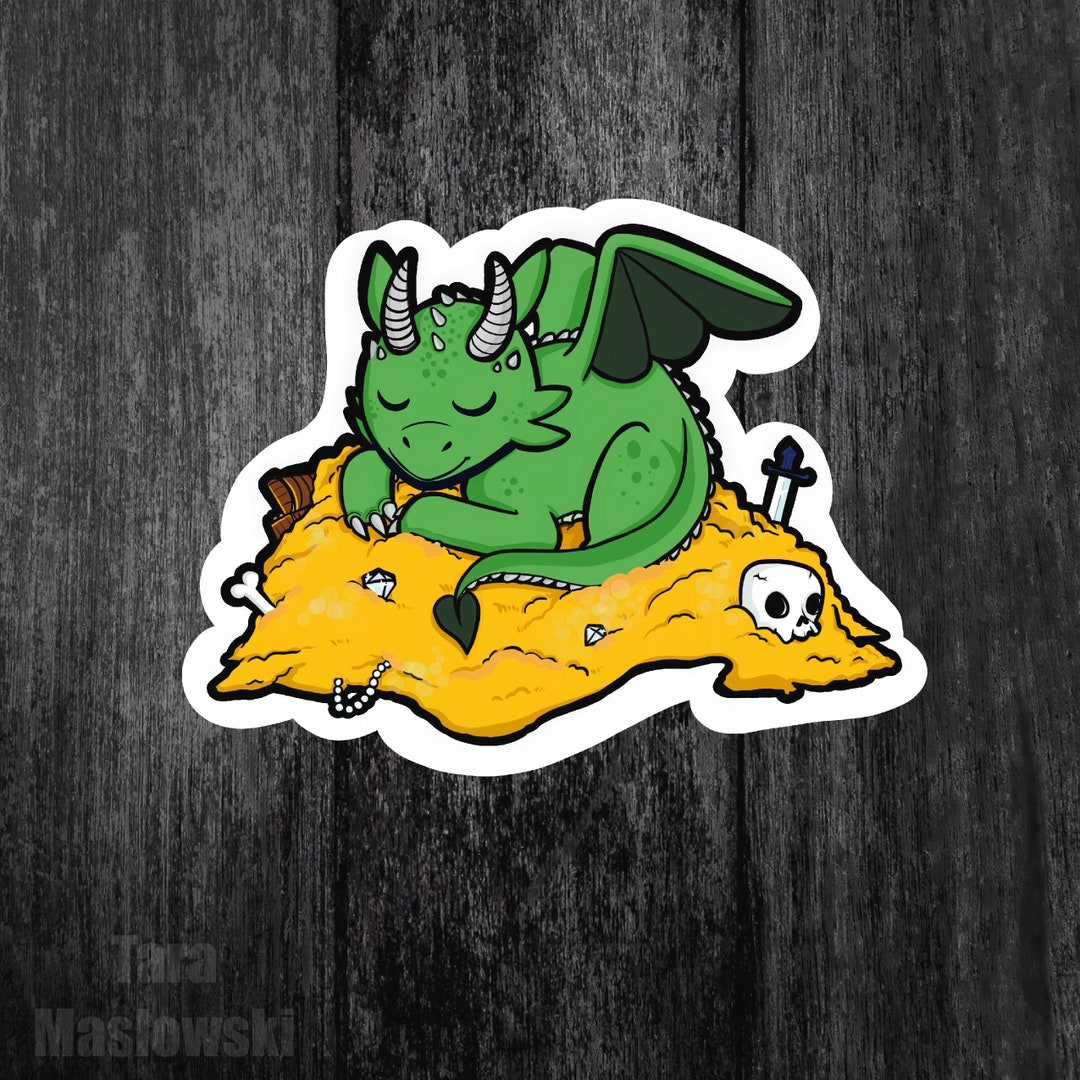 Sleeping Dragon With Hoard Vinyl Sticker - Etsy