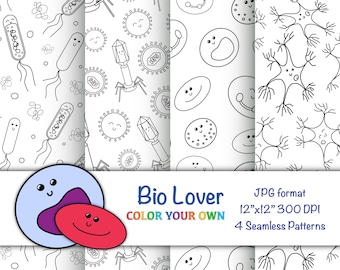 Color Your Own Science Digital Paper Back to School Pattern, Science ...