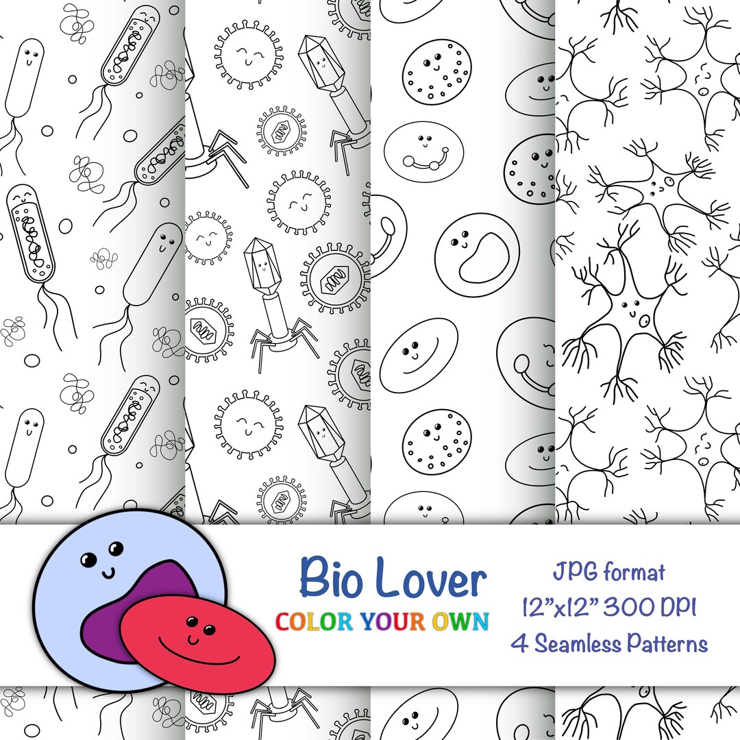 Biology Color Your Own Science Education Paper Science Digital Paper ...