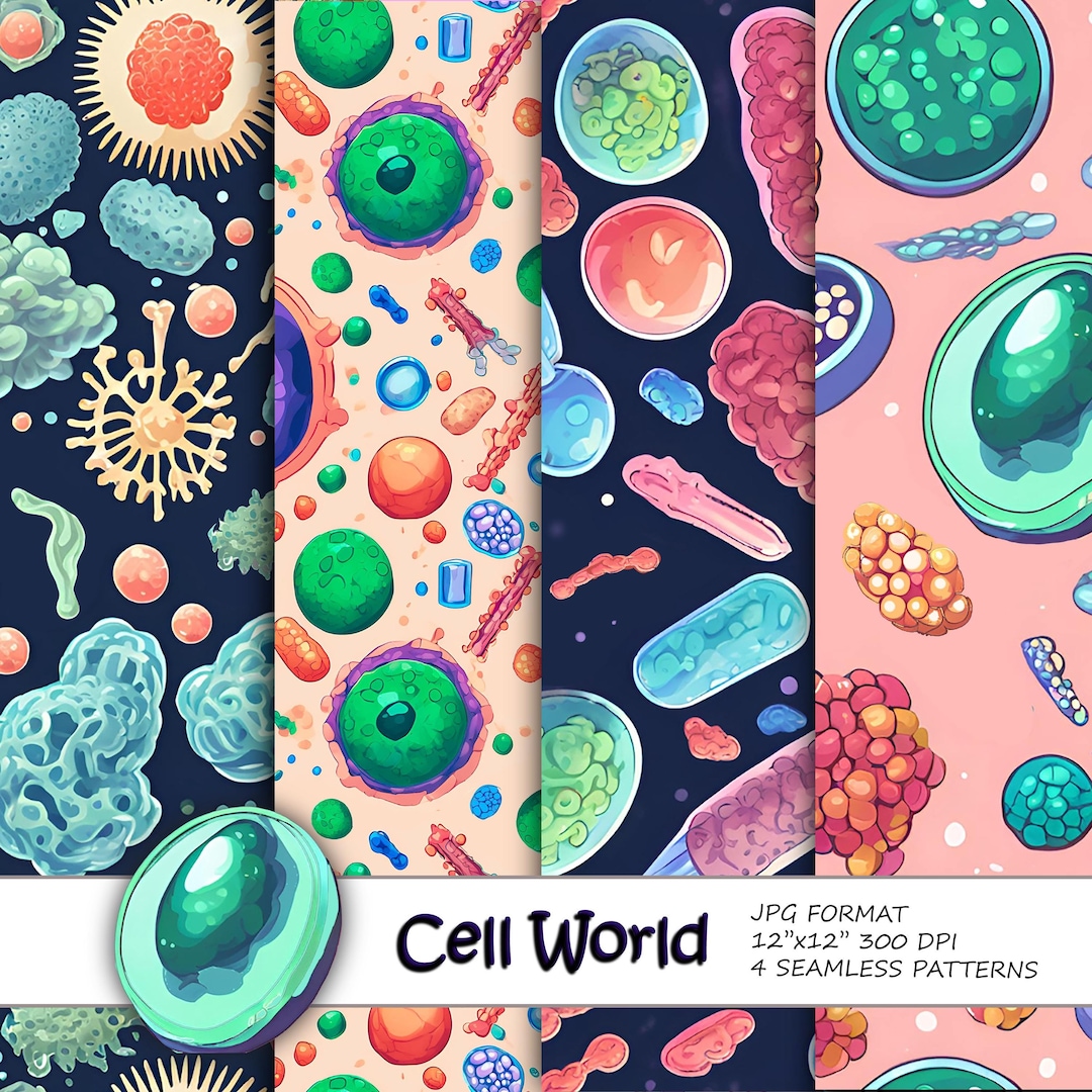 Science Digital Paper Cell Biology Back to School Pattern Science ...